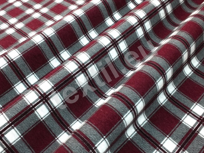 Elmosa 2/2 - Checks - Burgundy - 100% cotton - Printed fabrics - Textil.eu